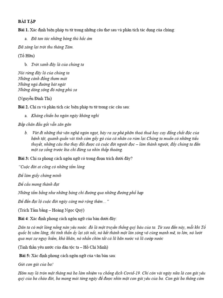 BÀI TẬP tieng viet | PDF