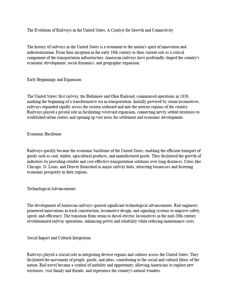 Evolution of US Railways: Growth & Impact | PDF | Rail Transport ...