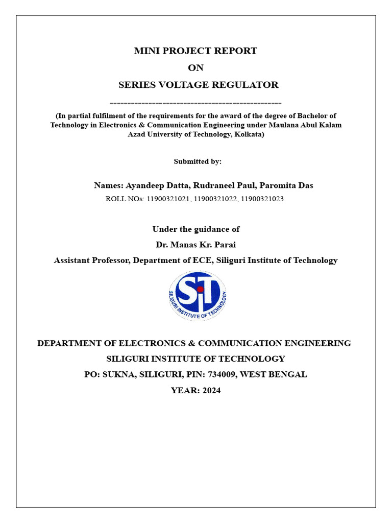 MINI PROJECT REPORT Ayan | PDF | Transistor | Diode