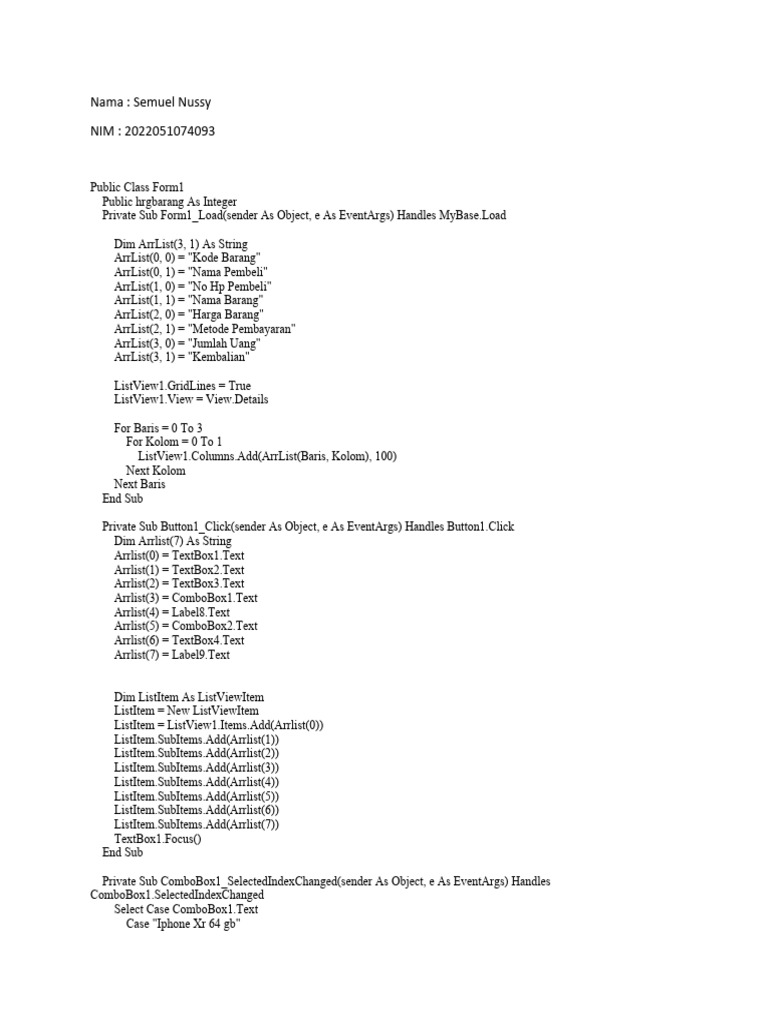 Latihan 5 Pemrograman Visual Pdf Mobile Computers Personal