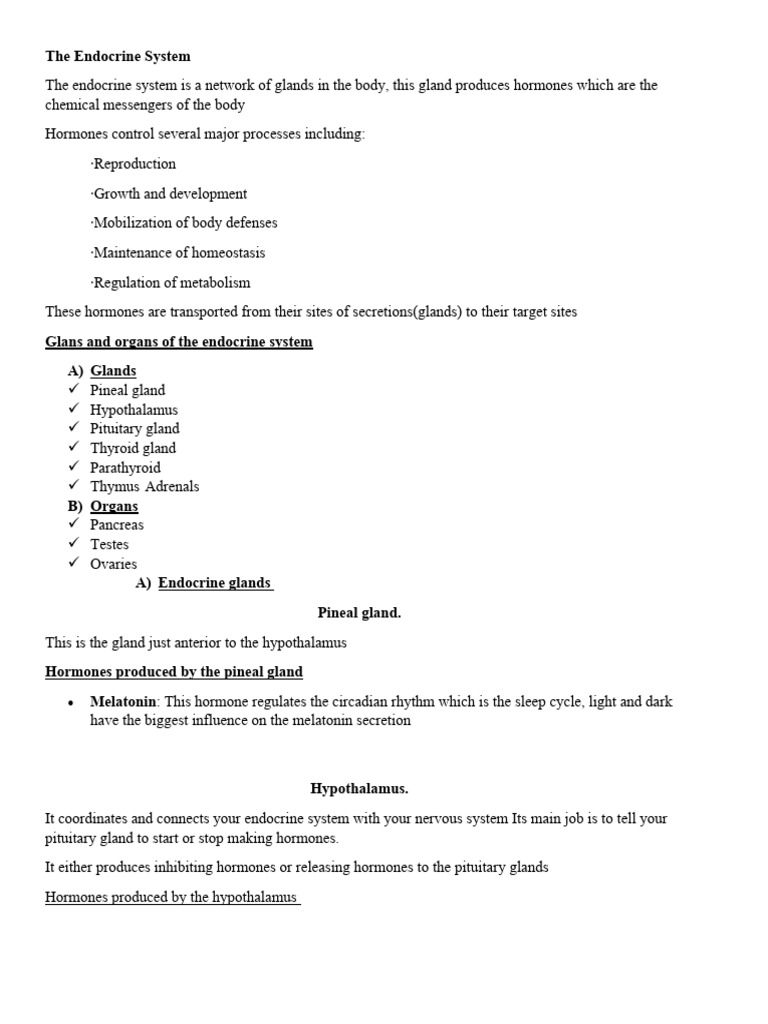 The Endocrine System Pdf Endocrine System Hormone