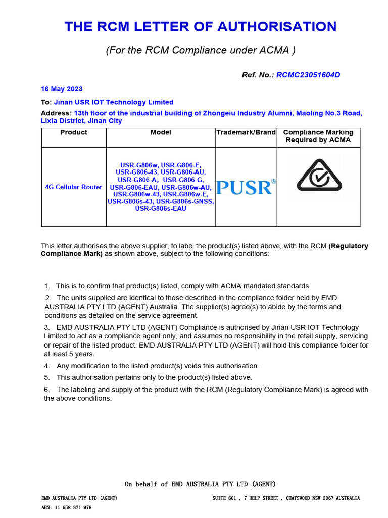 (Certificate RCM) USR G806w WPC Certificate - 1687230155 | PDF ...