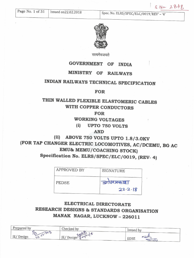 RDSO 0019-Specification Rev - 4 | PDF