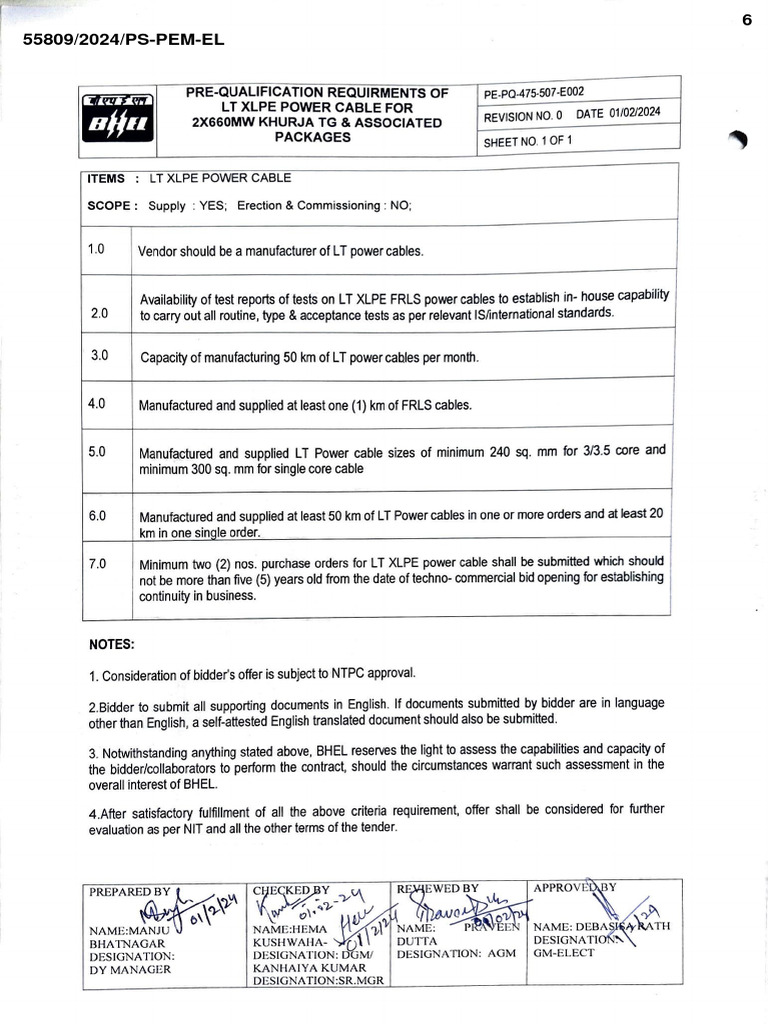 Ts Bhel | PDF | Specification (Technical Standard) | Wire