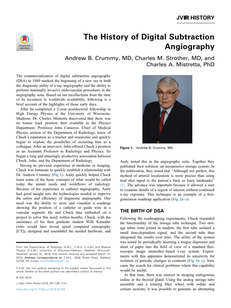 DSA History | PDF | Angiography | Radiology