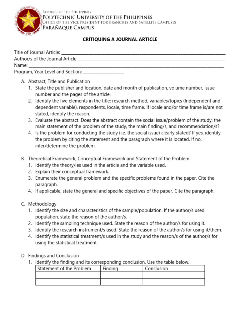 Critiquing of Journal Article | PDF | Theory | Sampling (Statistics)
