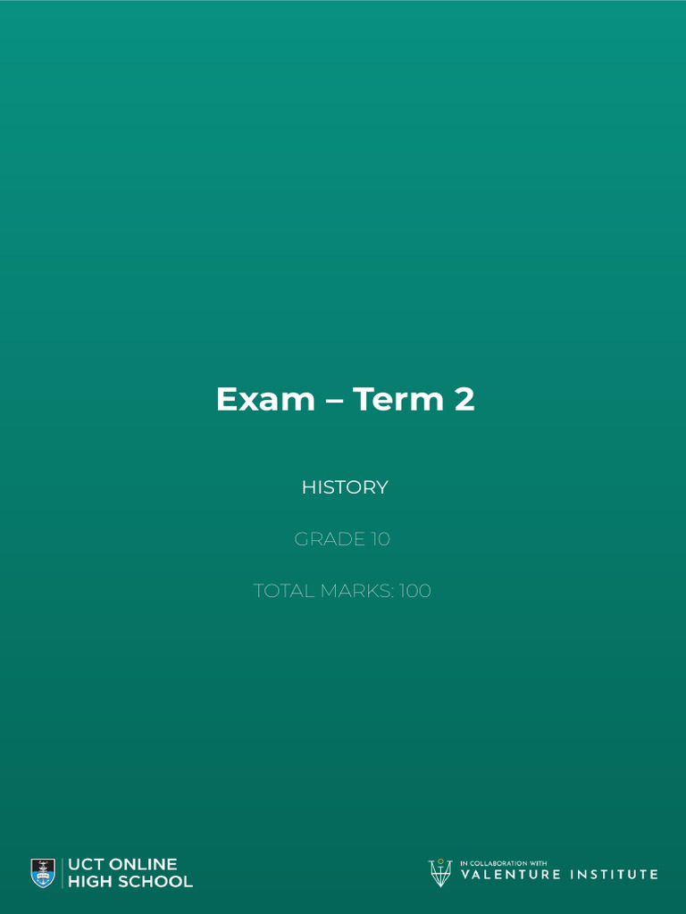 G10 History Term 2 Exam Question Paper 1 | PDF | Slavery | Napoleon