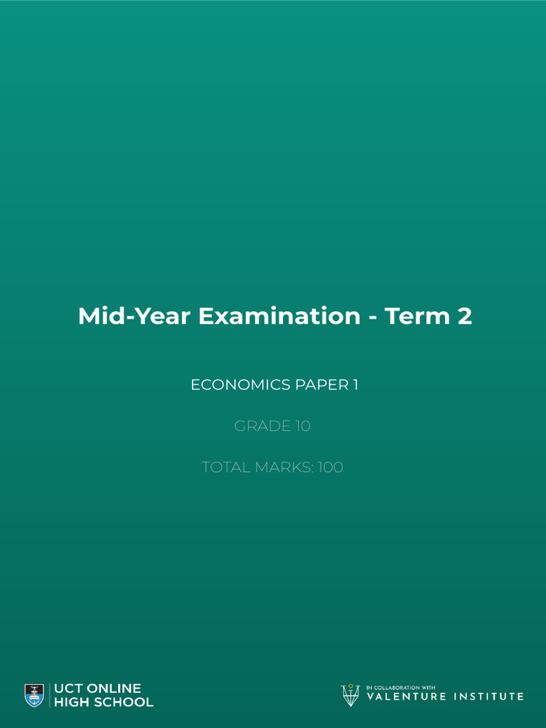 Grade 10 Economics Term 2 Exam Paper 1 | PDF | Gross Domestic Product ...