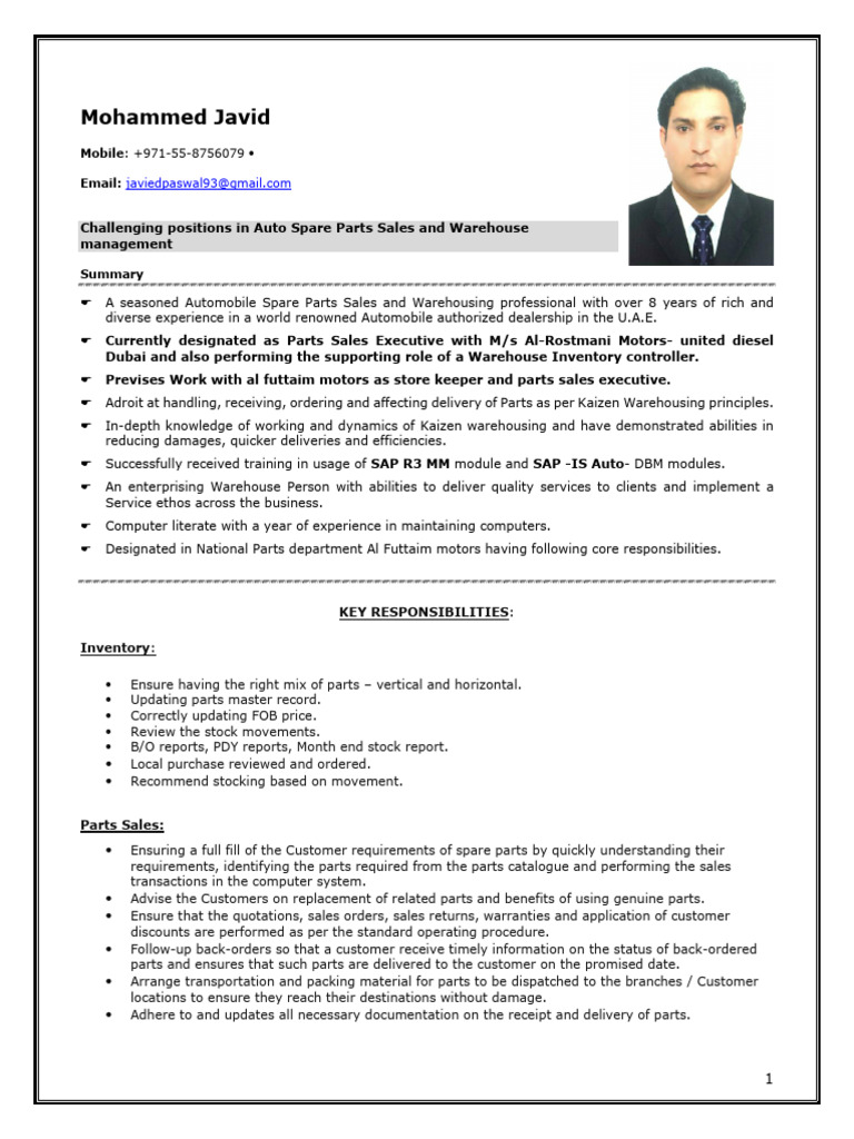 Resume Mohammed Javid | PDF | Warehouse