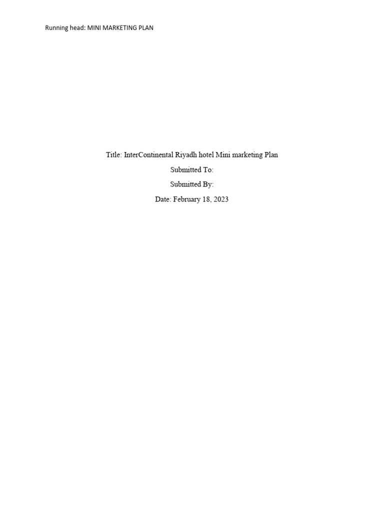 mini marketing plan | Download Free PDF | Pricing | Marketing