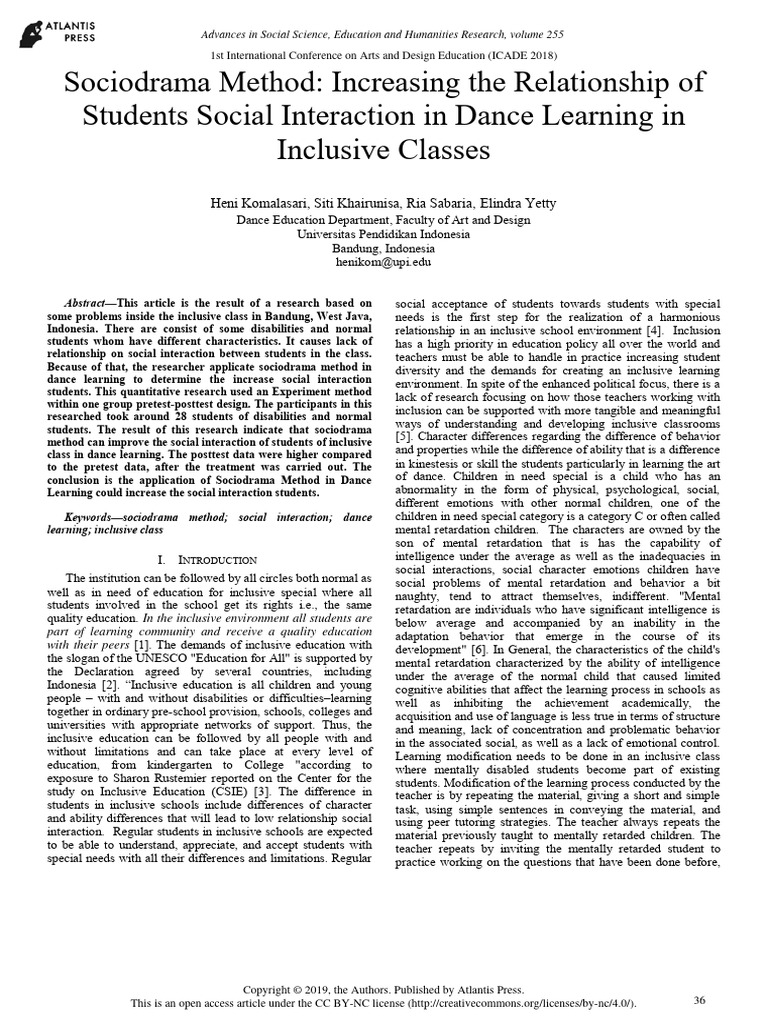 Sociodrama Method: Increasing The Relationship of Students Social Interaction in Dance Learning ...
