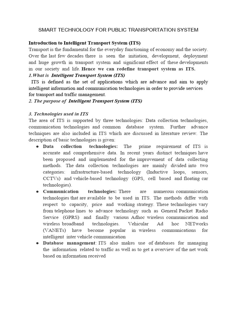 Smart Technology For Public Transportation System | PDF | Traffic ...