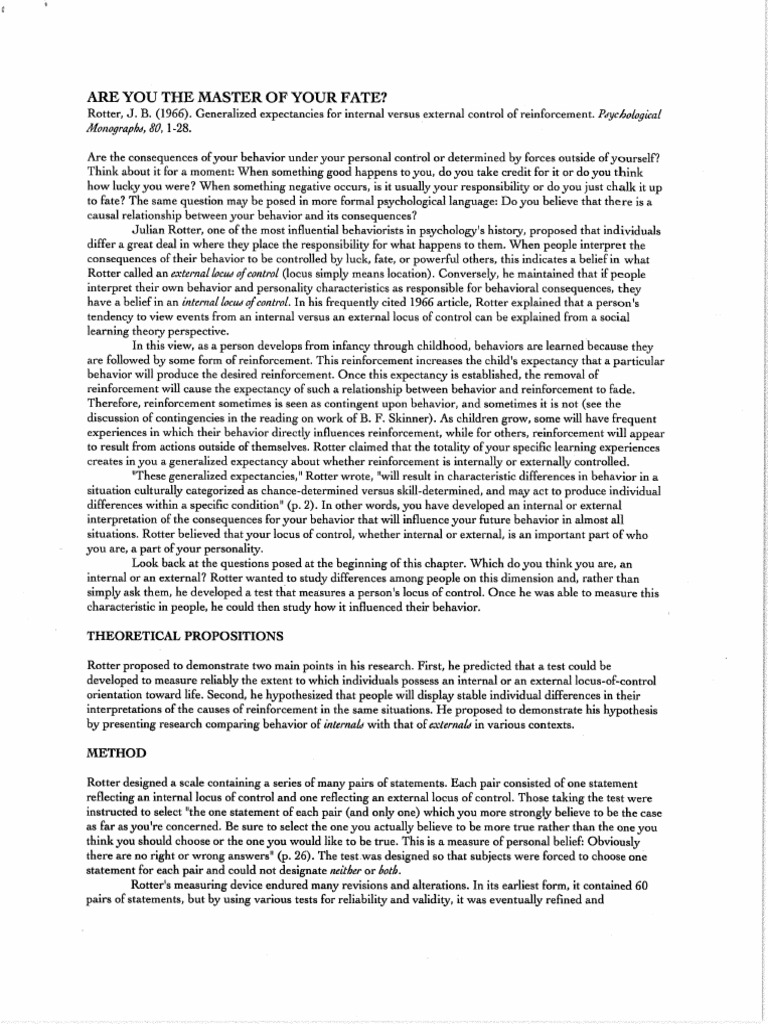 Article 7-Are You The Master of Your Fate | PDF