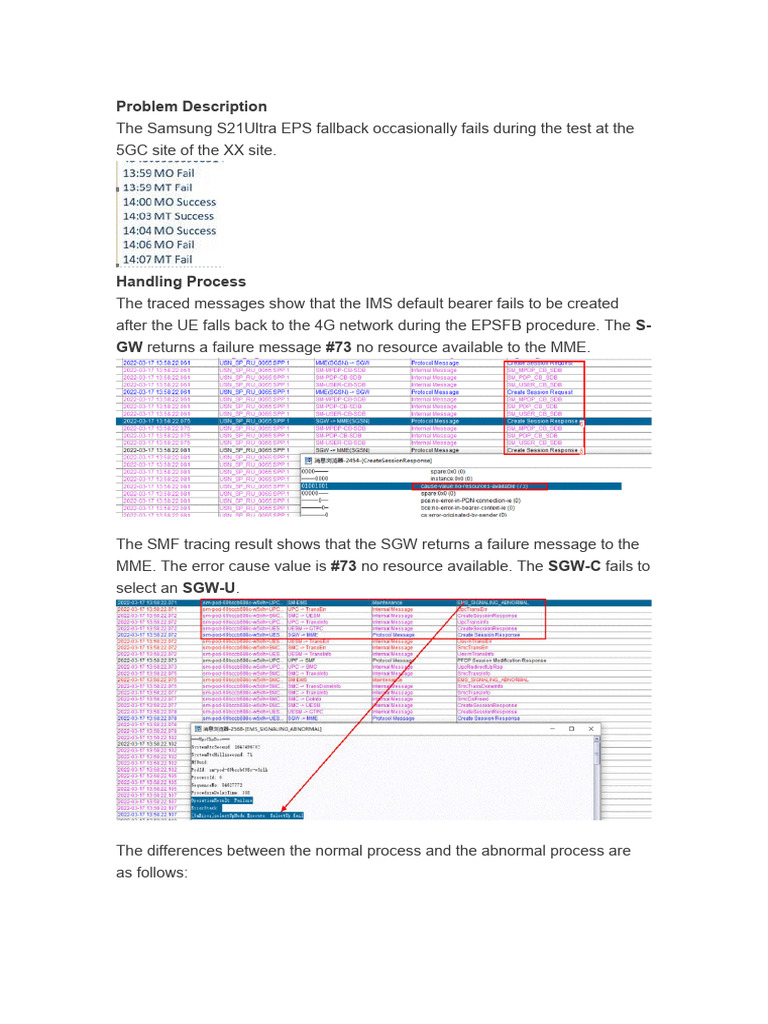 Problem Description-Analysis Report On EPSFB Failure | Download Free PDF | Computer Networking ...