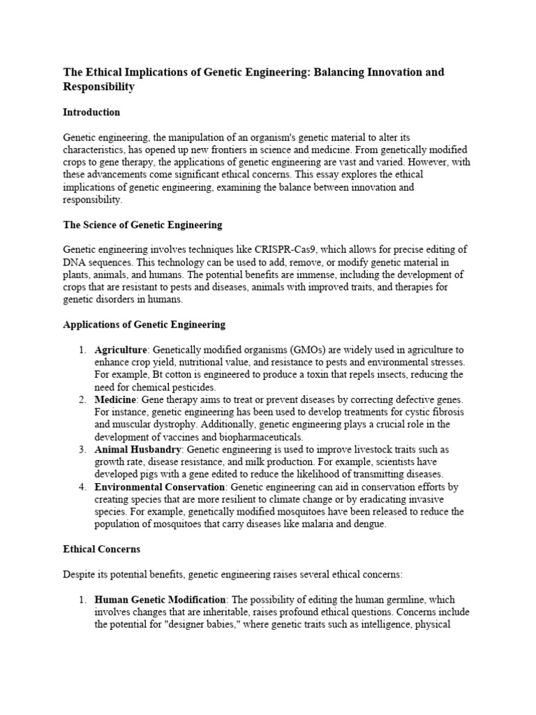 Essay | PDF | Genetic Engineering | Genetically Modified Organism