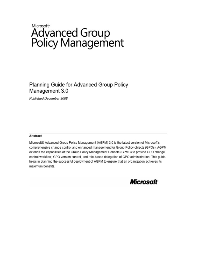 AGPM Planning Guide | PDF | Group Policy | Microsoft Windows