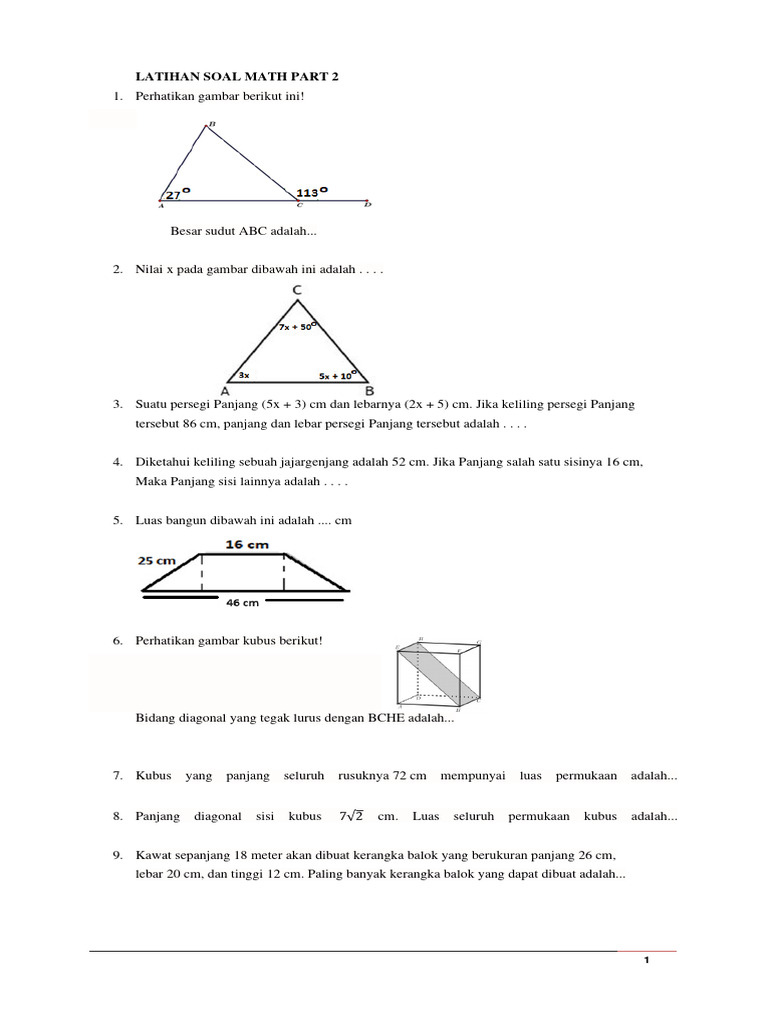 LATIHAN SOAL MTK PART 2 | PDF