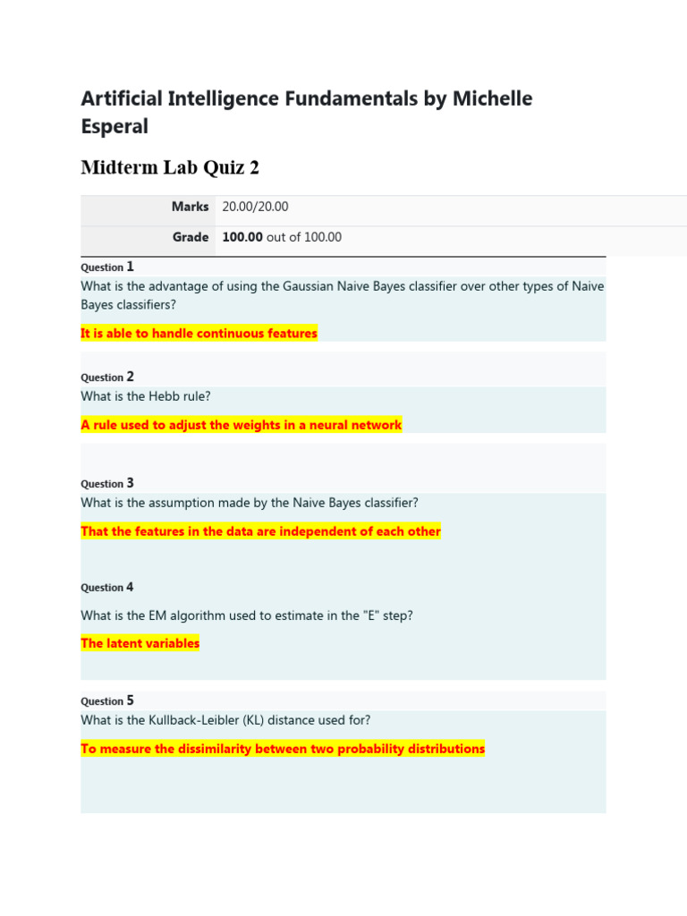 Artificial Intelligence Fundamentals Midterm Lab Q2 | PDF | Teaching Methods & Materials ...