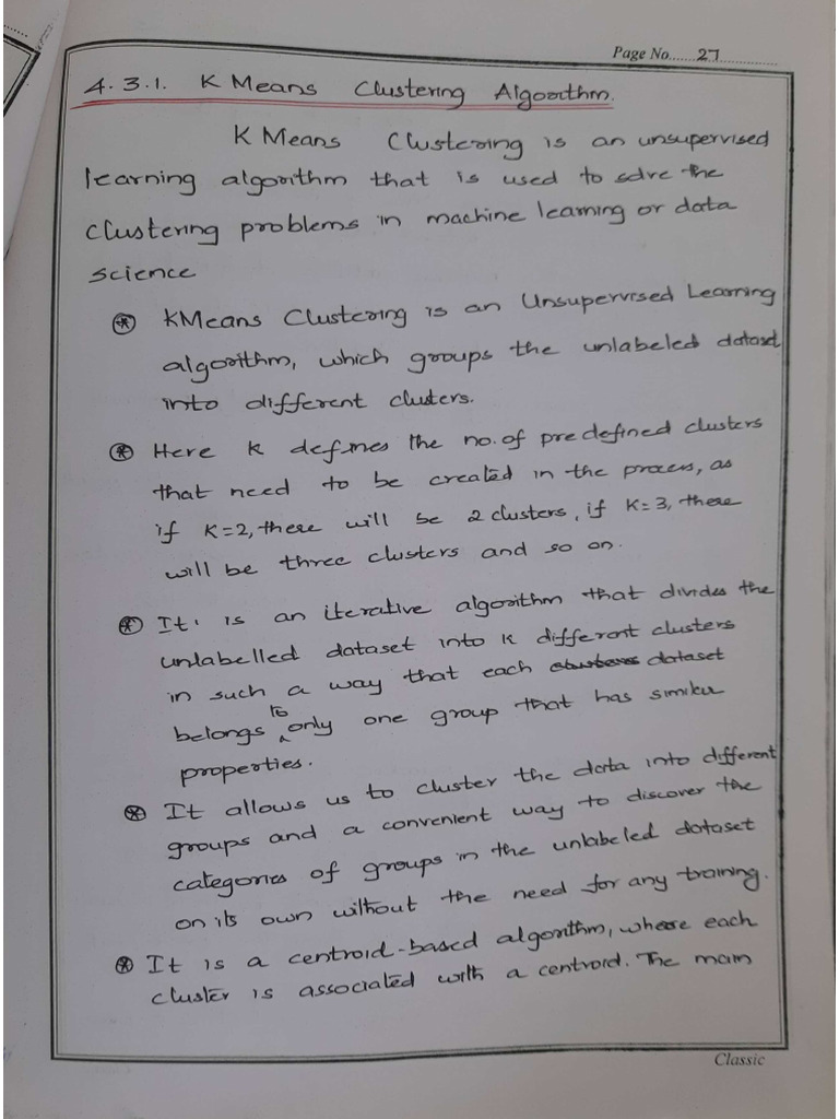 k means clustering algorithm | PDF