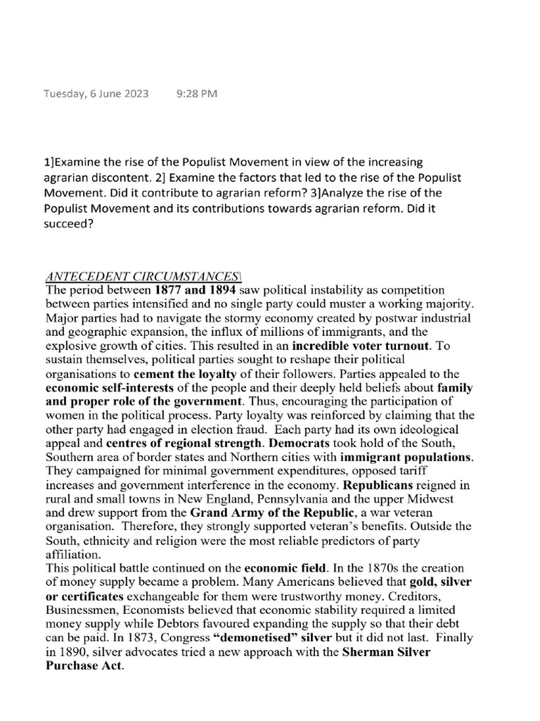 Populist Movement | PDF