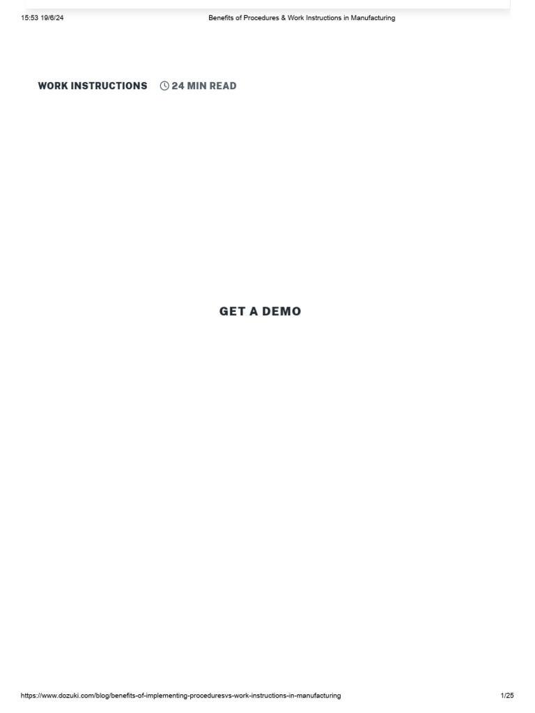 Benefits of Procedures & Work Instructions in Manufacturing | PDF ...