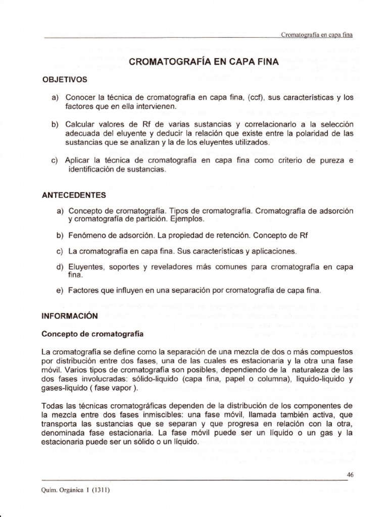 Cromatografia en Capa Fina | PDF | Cromatografía de capa fina | Cromatografía