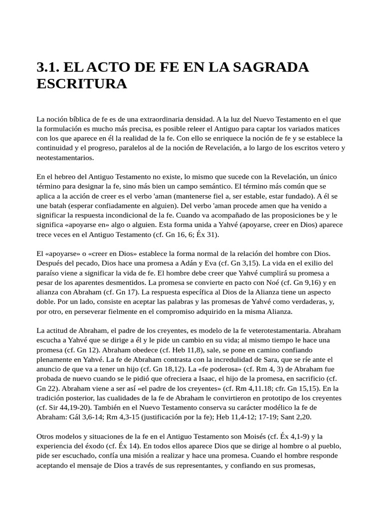 Fe en la Sagrada Escritura: Antiguo y Nuevo Testamento | PDF | Jesús | Fe