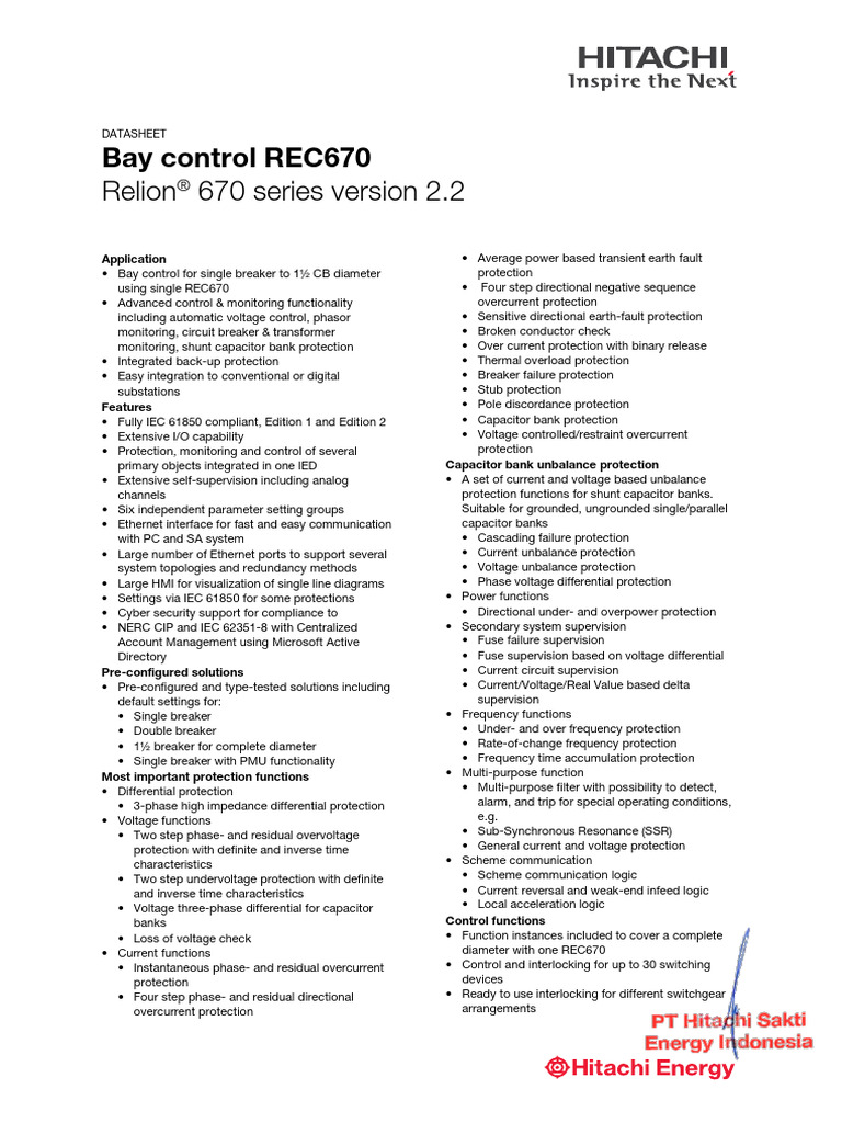 01 - Bcu - Rec670 2.2.5 | PDF | Transformer | Electronic Engineering