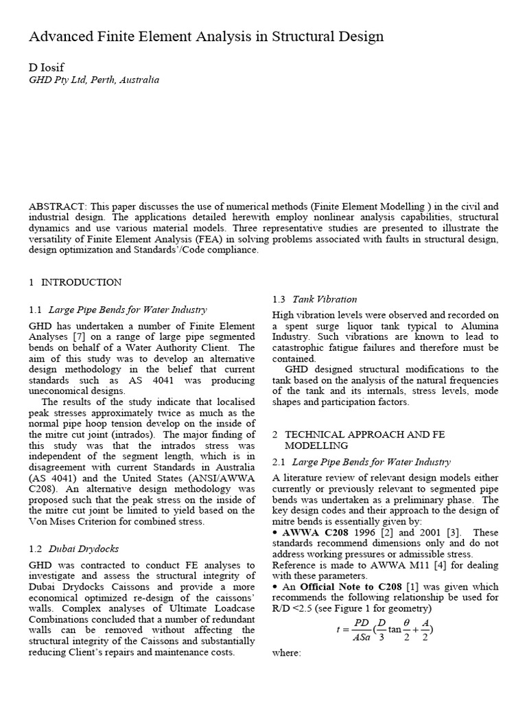 Advanced Finite Element Analysis in Structural Design | PDF | Finite ...