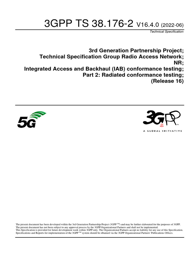 38176-2-g40 Integrated Access and Backhaul (IAB) Part 2 Conformance ...