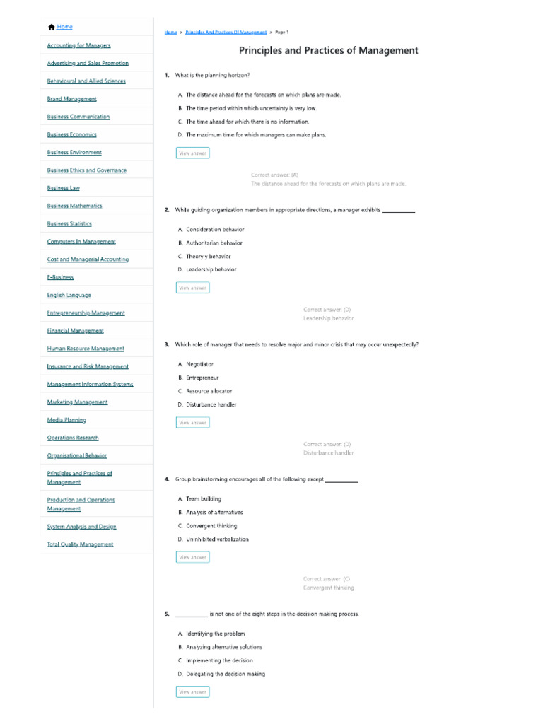 Principles and Practices of Management-1-10 | PDF