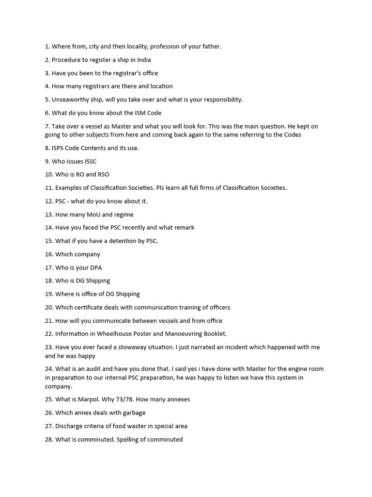 Maritime Exam Preparation Guide | PDF | Law | Technology & Engineering