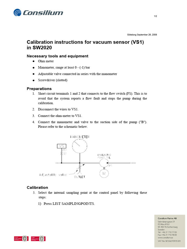 Calibrating Vacuum Switches in The SW2020 | PDF | Pressure Measurement | Calibration