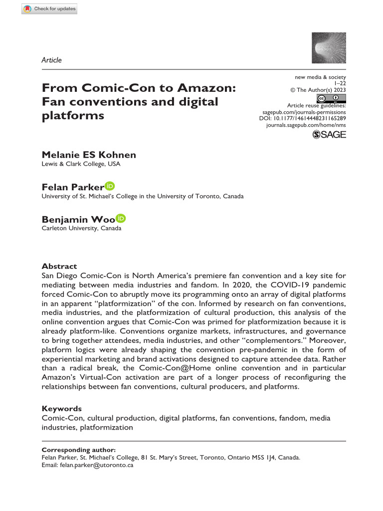 Kohnen Et Al 2023 From Comic Con To Amazon Fan Conventions and Digital ...