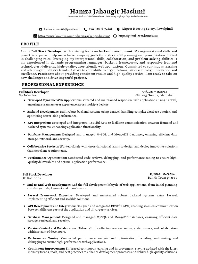 Hamza Cv | Download Free PDF | Web Development | Databases