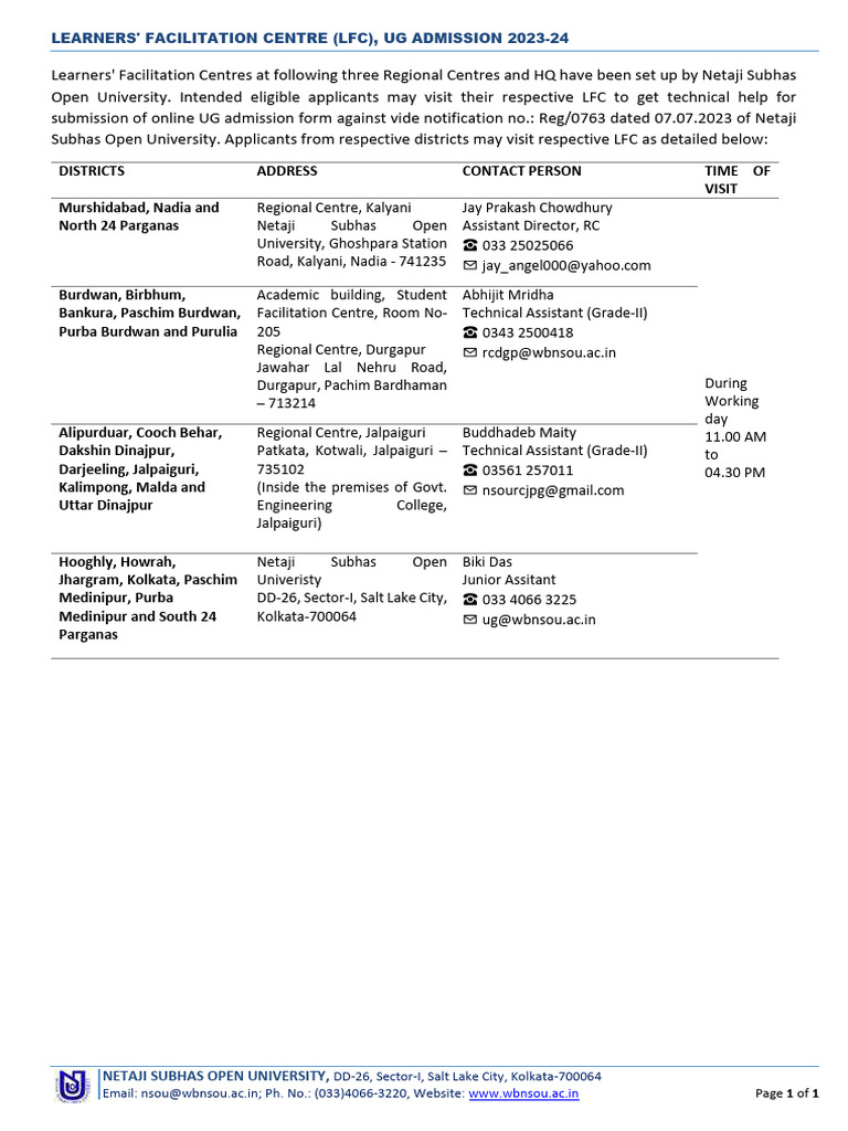 LFC UG Admission 2023 | PDF