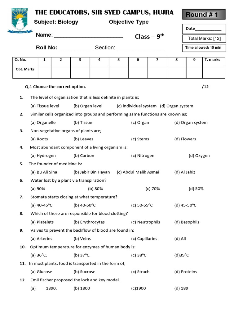 9th Bio Retake - 2 | PDF | Blood | Biology