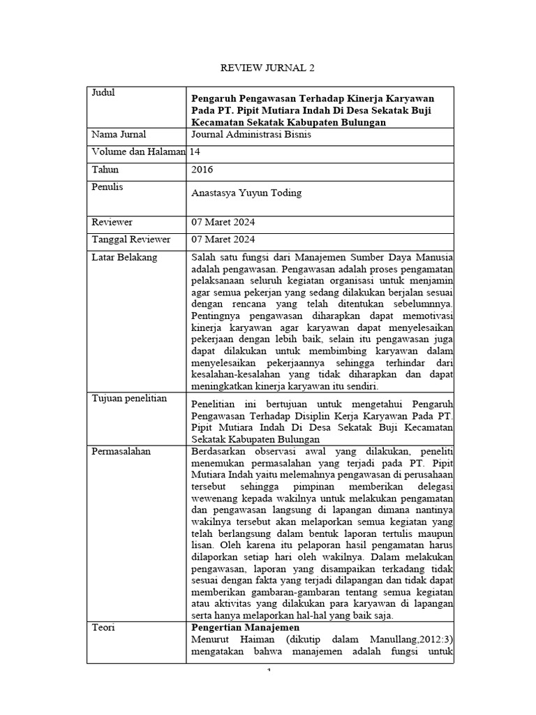Review Jurnal | PDF | Karier & Perkembangan