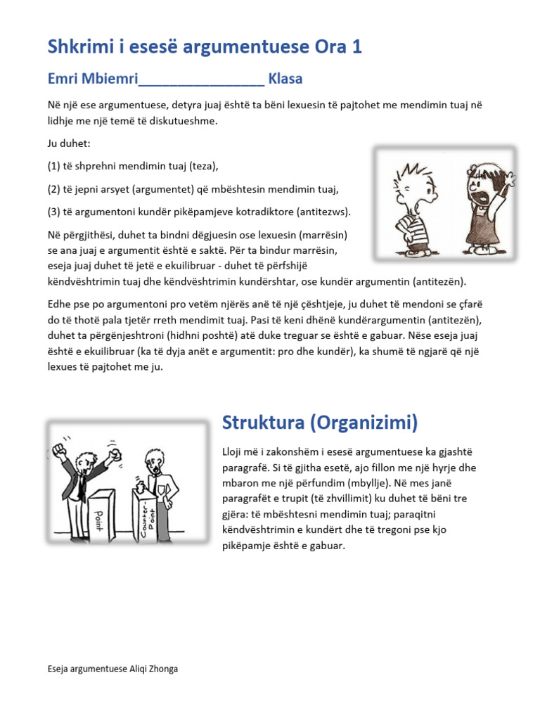 Shkrimi I Esese Argumentuese Flete Pune Per Google Classroom | PDF