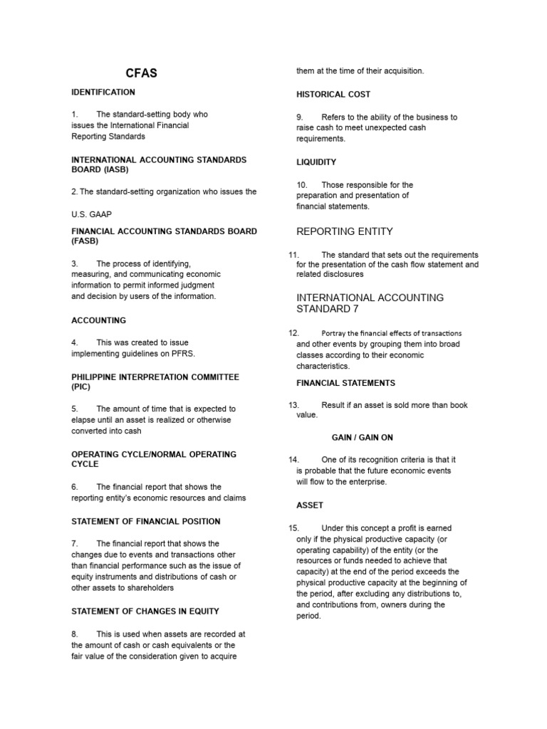 CFAS | PDF | Financial Statement | Financial Accounting Standards Board