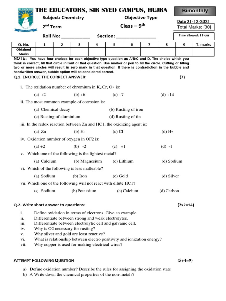 Chem 4 | PDF | Redox | Rust