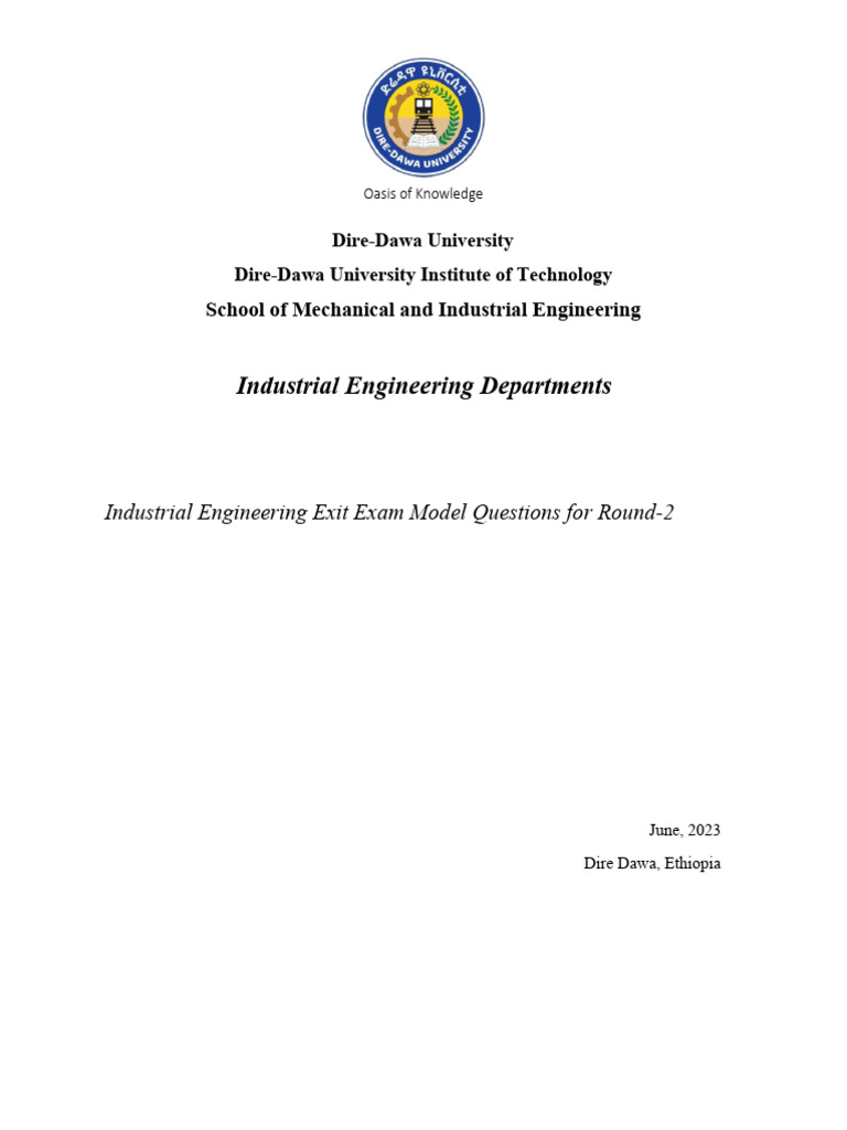 Industrial Engineering Exit Exam Model Questions For Round 2 | PDF ...