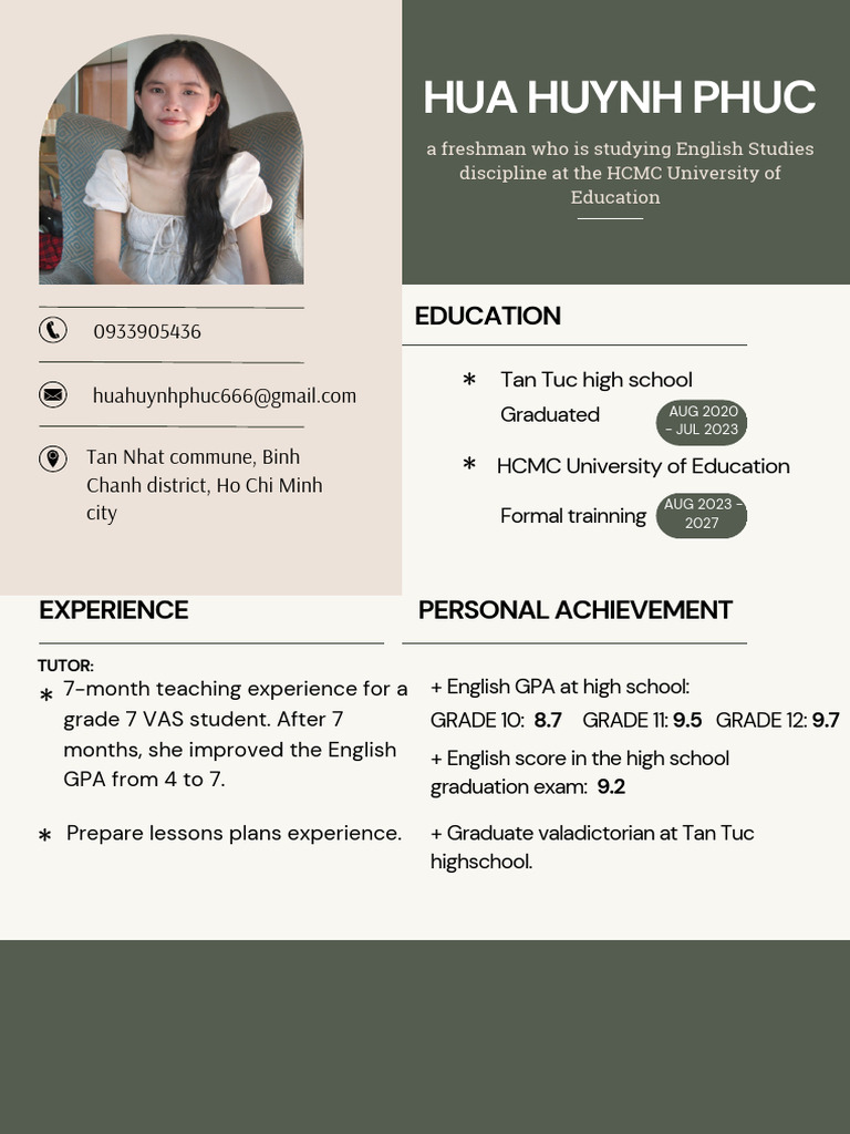 Hua Huynh Phuc: Education | PDF