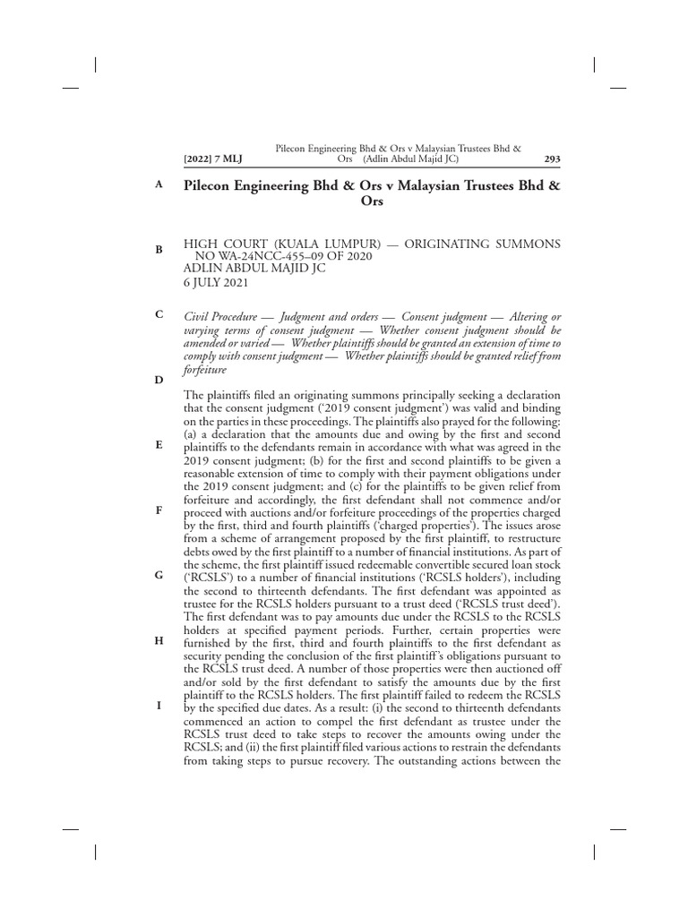 Pilecon Engineering Consent Judgment Case | PDF | Legal Remedy | Equity ...