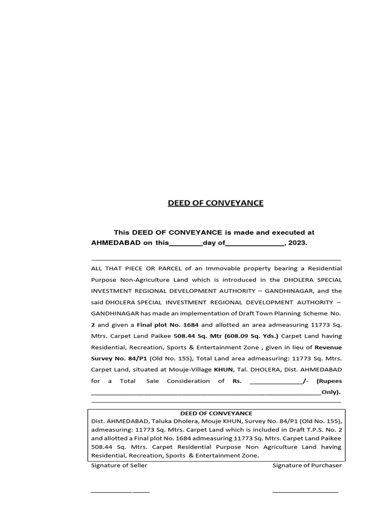 Draft 1684 Blank | PDF | Conveyancing | Deed