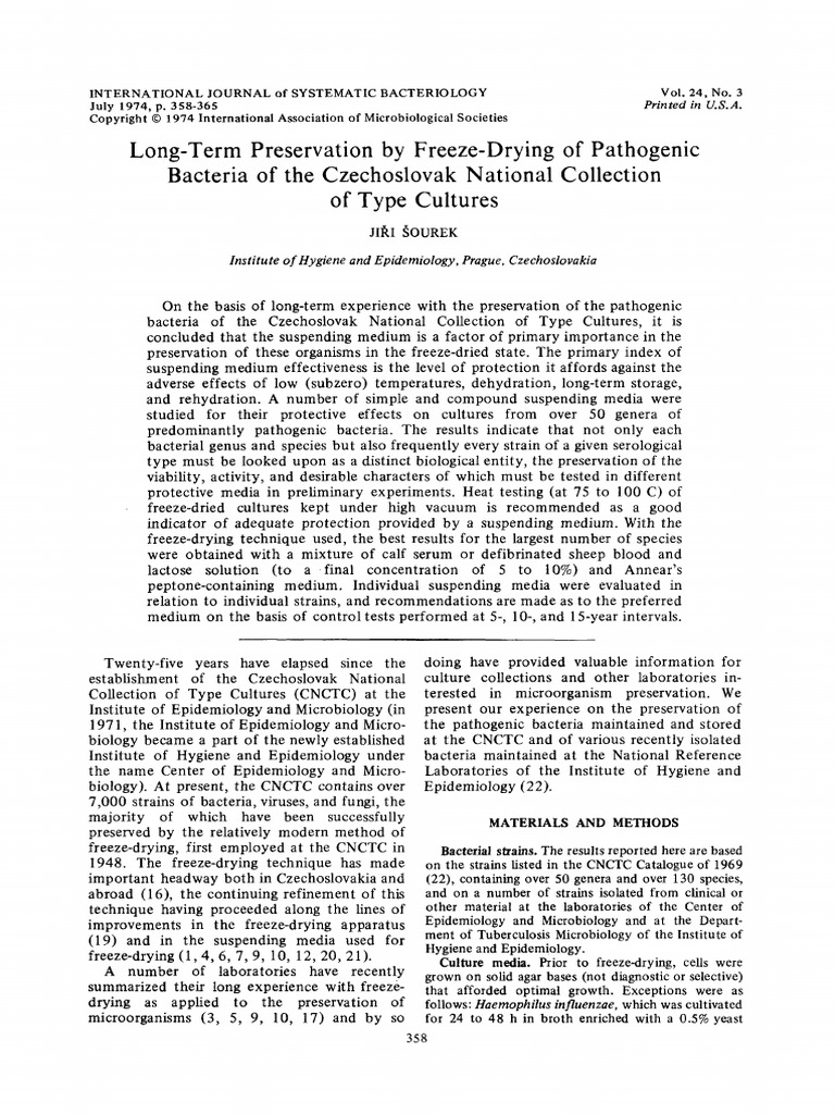 Long-Term Preservation by Freeze-Drying of Pathogenic Bacteria | PDF | Growth Medium | Bacteria