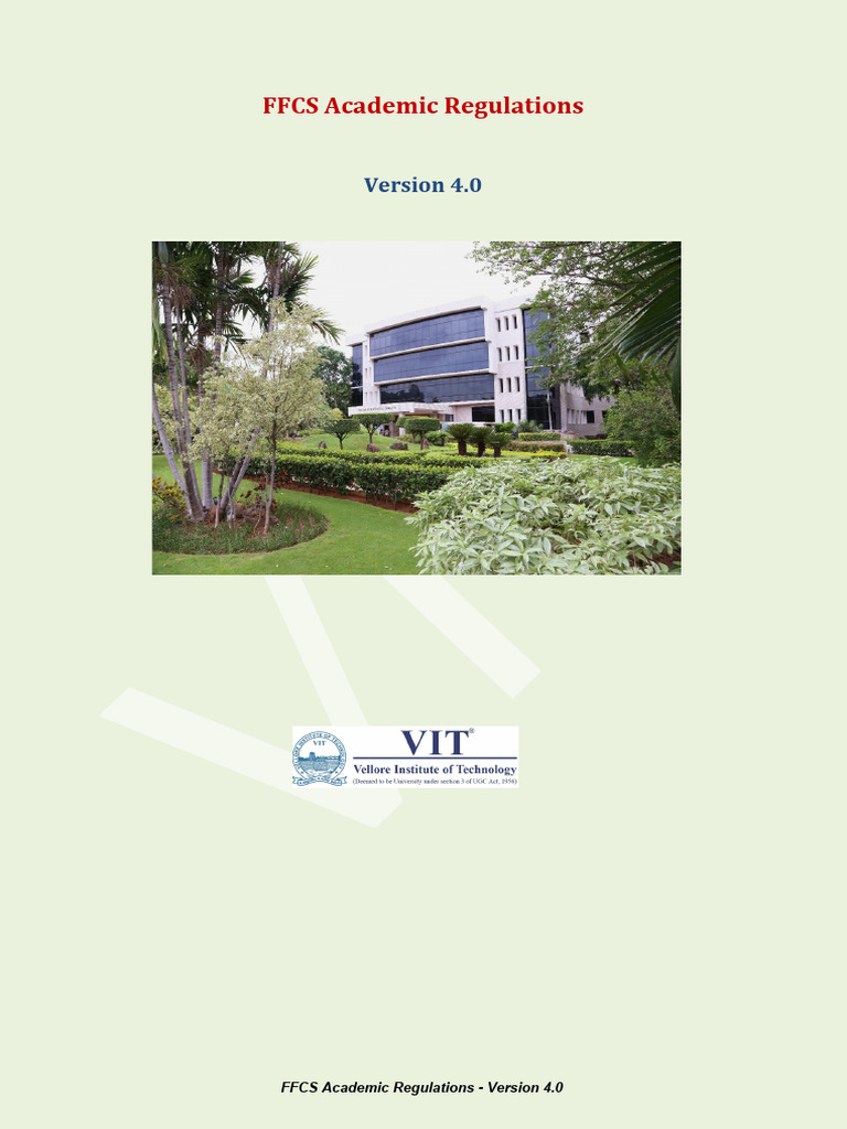 FFCS Academic Regulation 4 0 Final | PDF | Curriculum | Academic Term
