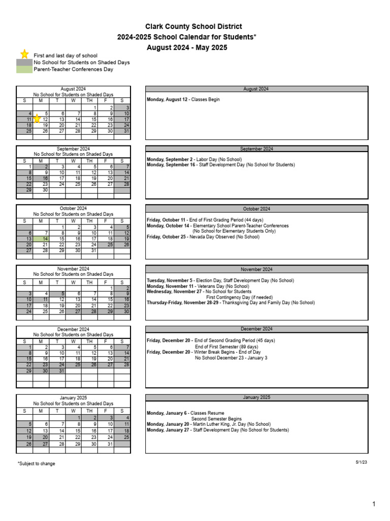 2024 2025 School Calendar Students | PDF | Academic Term ...