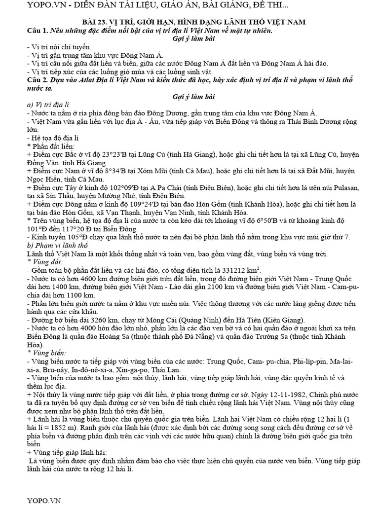 Yopo.vn - giáo Án Hsg Địa Lí 9 | PDF