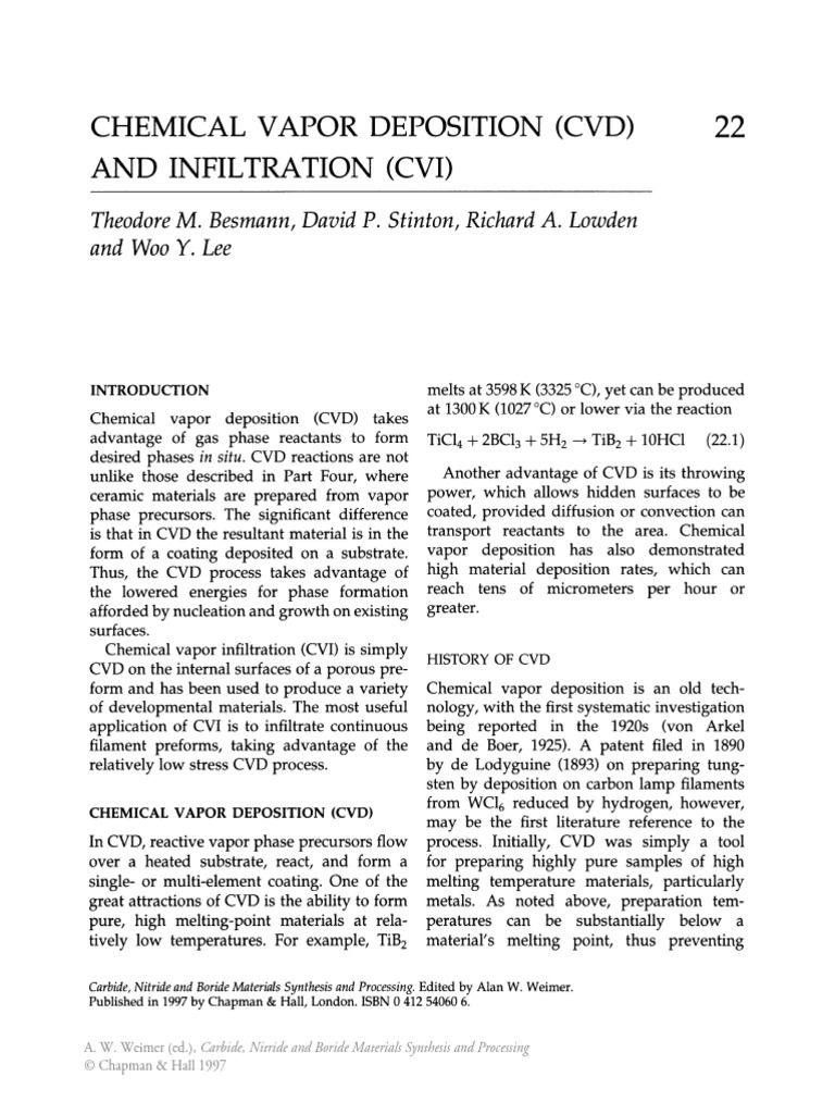 CVD and CVI Techniques for Ceramic Coatings | PDF | Chemical Vapor ...